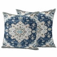 Abstract Boho Pillow Covers 2 Pack Vintage Deep Blue Beige Botanical ...