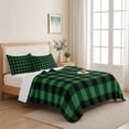 Forest Green Checks 3 Piece Quilt Bedding Set with 2 Pillow Shams ...