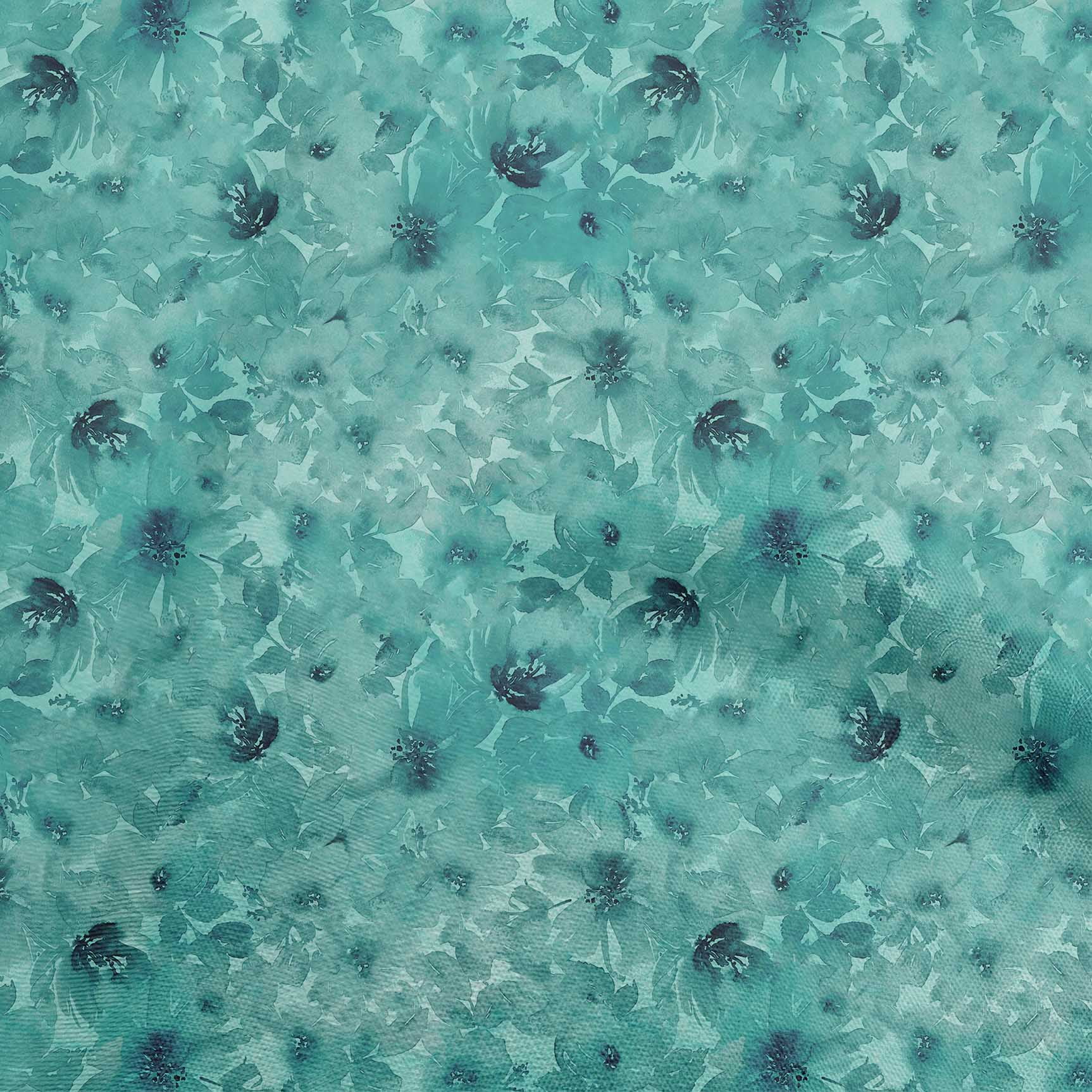 oneOone Cotton Poplin Turquoise Blue Fabric Abstract Floral Quilting ...