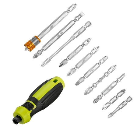 Uxcell Multi-bit Screwdriver Set, 1/4" Hex Shank PH1/PH2/PH3/SL6 Double ...