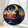 Black Cat Galaxy Moon Stained Glass Suncatcher Celestial Window Hanging ...