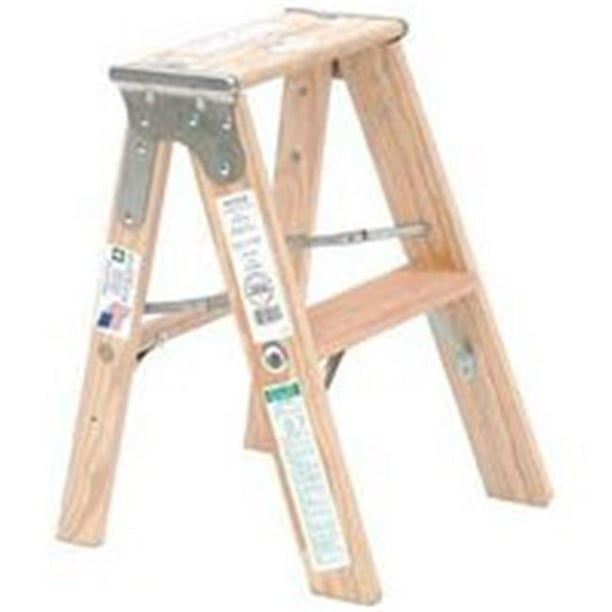 Michigan Ladder 3528841 2 ft. Extra Heavy Duty Wood Step Ladder, Brown ...