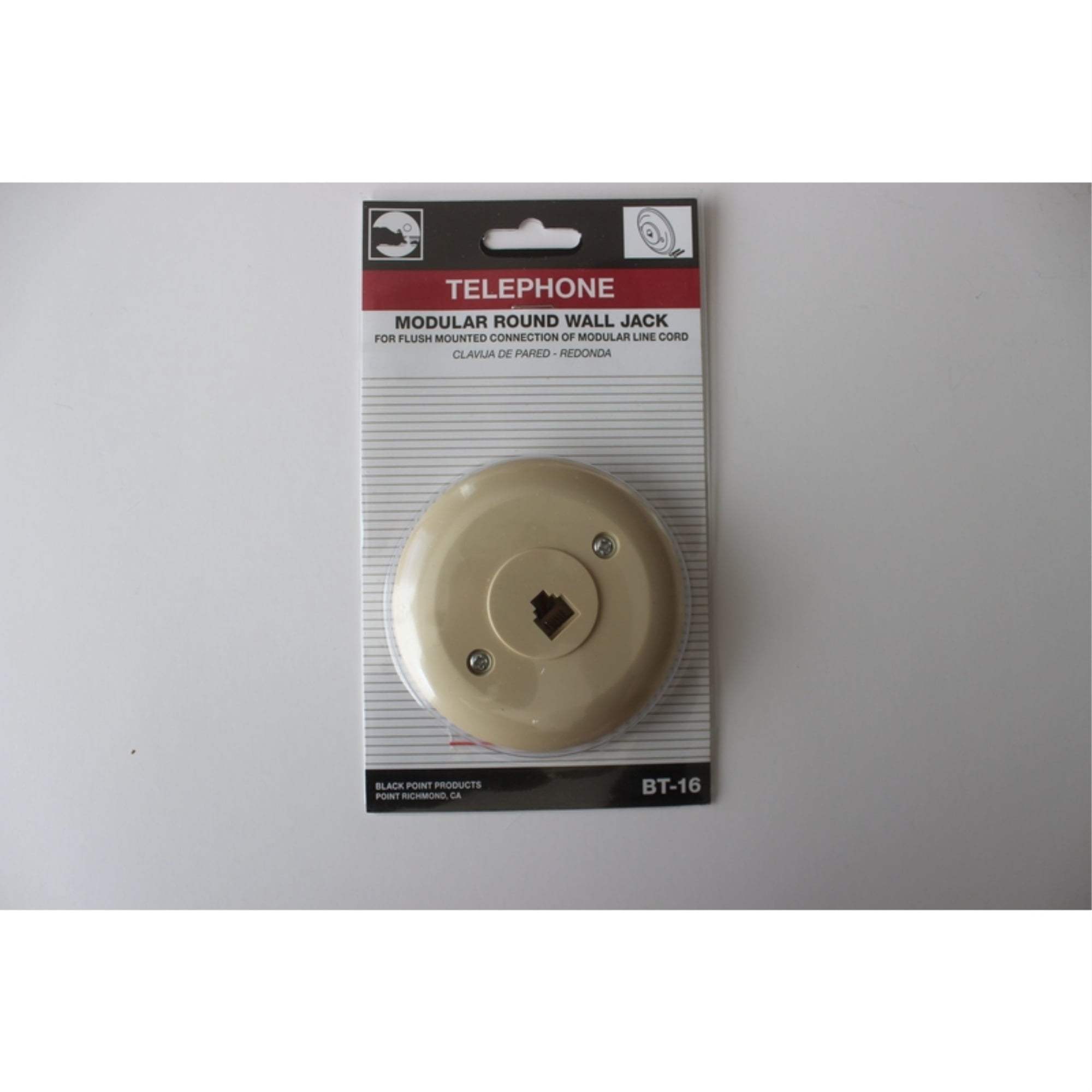 Black Point Products BT-016-IVORY 4 Conductor Ivory Circular Telephone ...