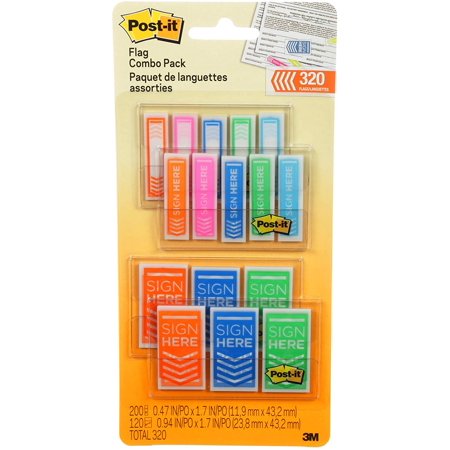 Sign Here Flags Combo Pack, 1" 1.7" & .5" 1.7", 320 Flags with 4 ...