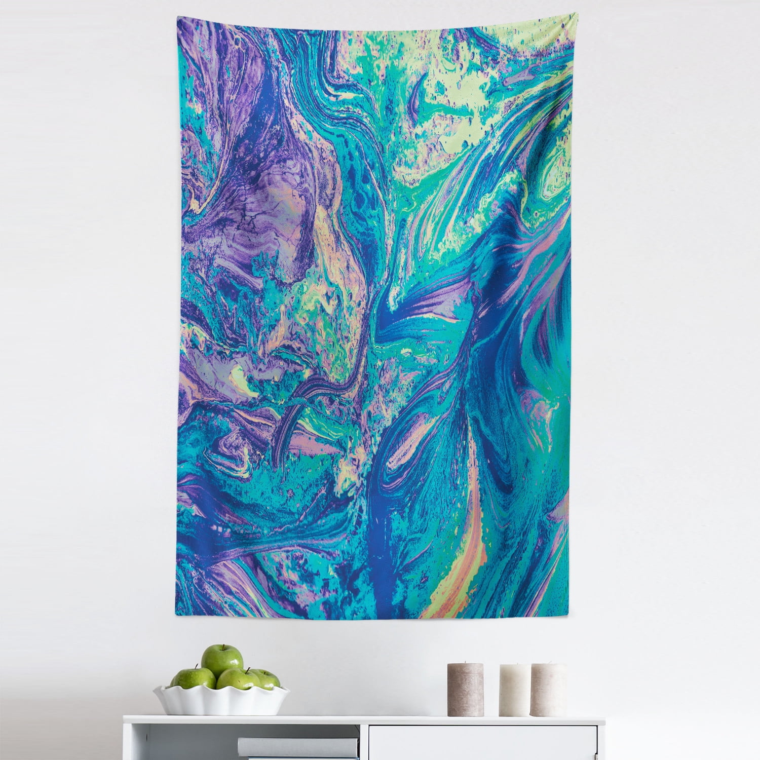 Marble Tapestry, Abstract Trippy Colors of Liquid Style Ornaments ...
