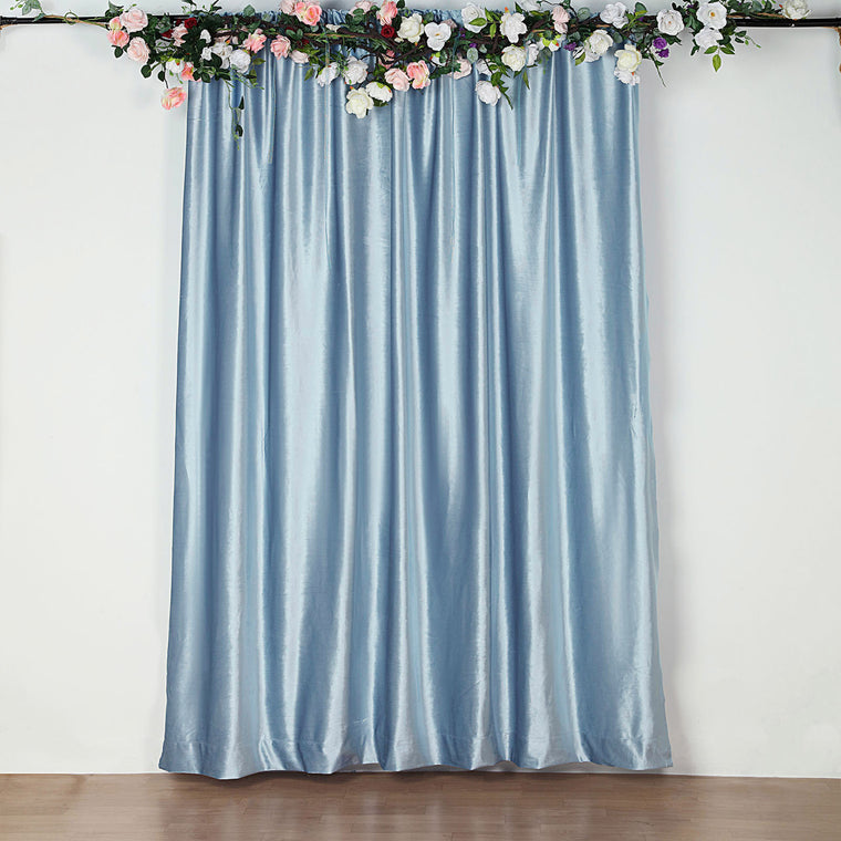 Efavormart 8Ft H x 8Ft W Premium DUSTY BLUE Velvet Backdrop Curtain ...