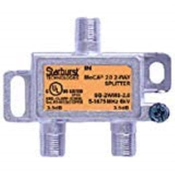 starburst 2-way coax splitter horizontal sb-2wms-2.0 moca 2.0 catv fios ...