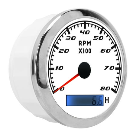 Pointer Tacho Gauge, Universal RPM Tacho Meter Red Backlight Stainless ...