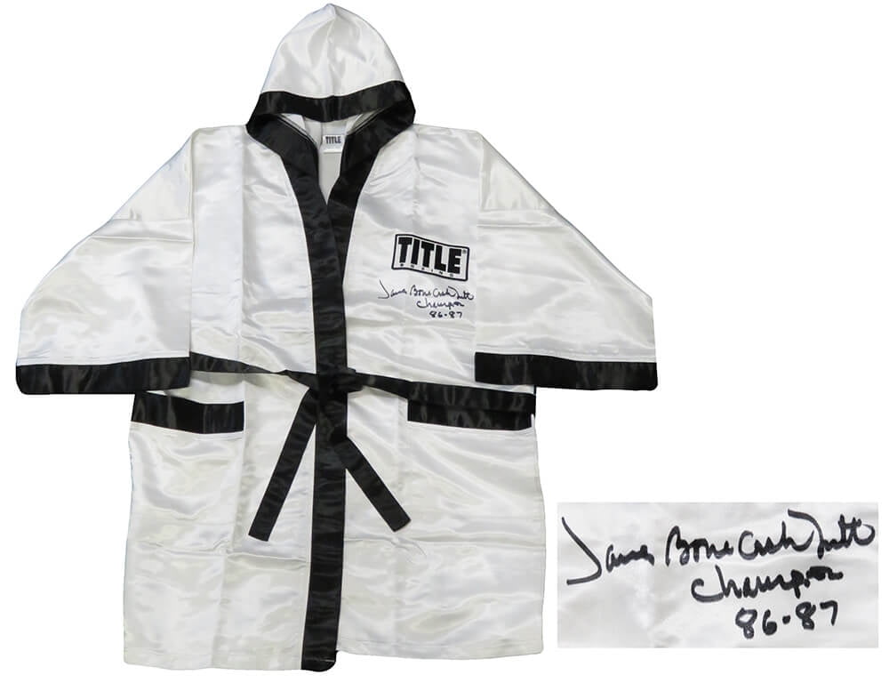 James Smith Signed Title White Full Length Boxing Robe w/Bonecrusher ...