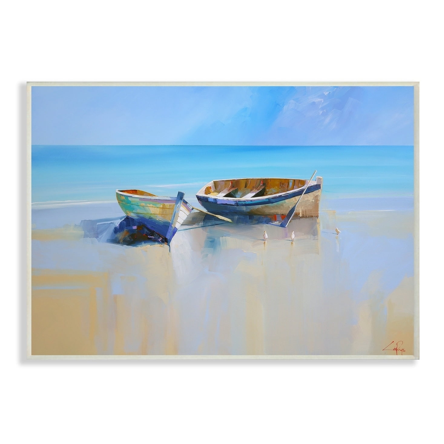 The Stupell Home Decor Two Row Boats at the Shining Shore Painting Wall ...