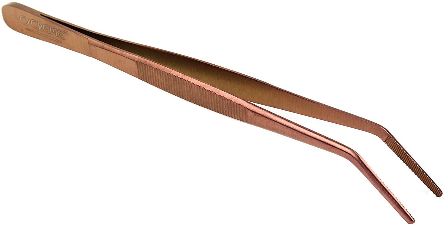 O'Creme Stainless Steel Precision Kitchen Culinary 8 Inch Tweezer Tongs ...