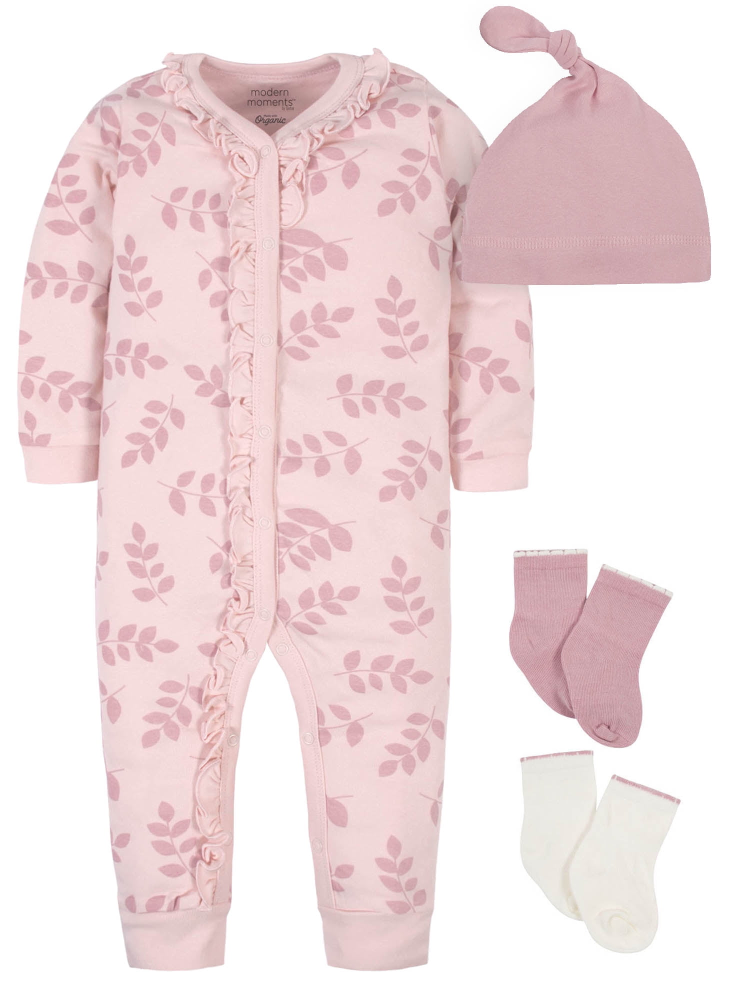 Modern Moments By Gerber Baby Girl Coverall Accessory Set 4 Piece modern-moments-by-gerber-baby-girl-coverall-accessory-set-4-piece