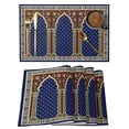 Blue Gold Arched Placemats Set of 2, Vintage Ethic Traditional Floral ...