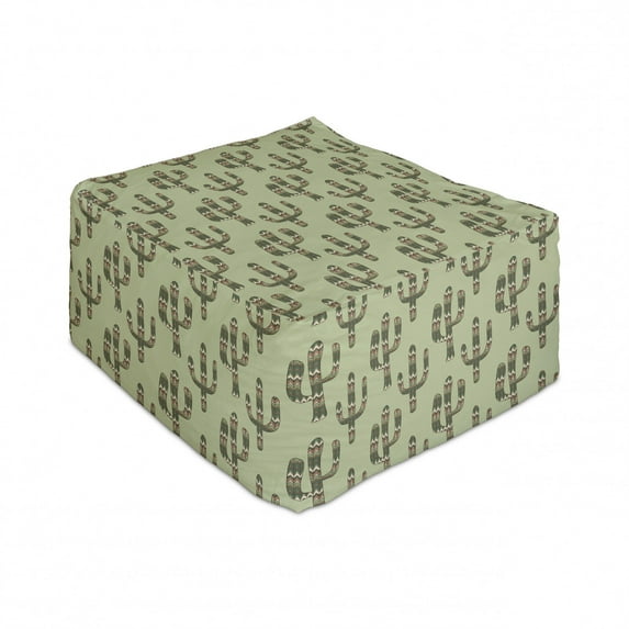 Cactus Rectangle Pouf, Mexican Inspired Indigenous Foliage Abstract ...