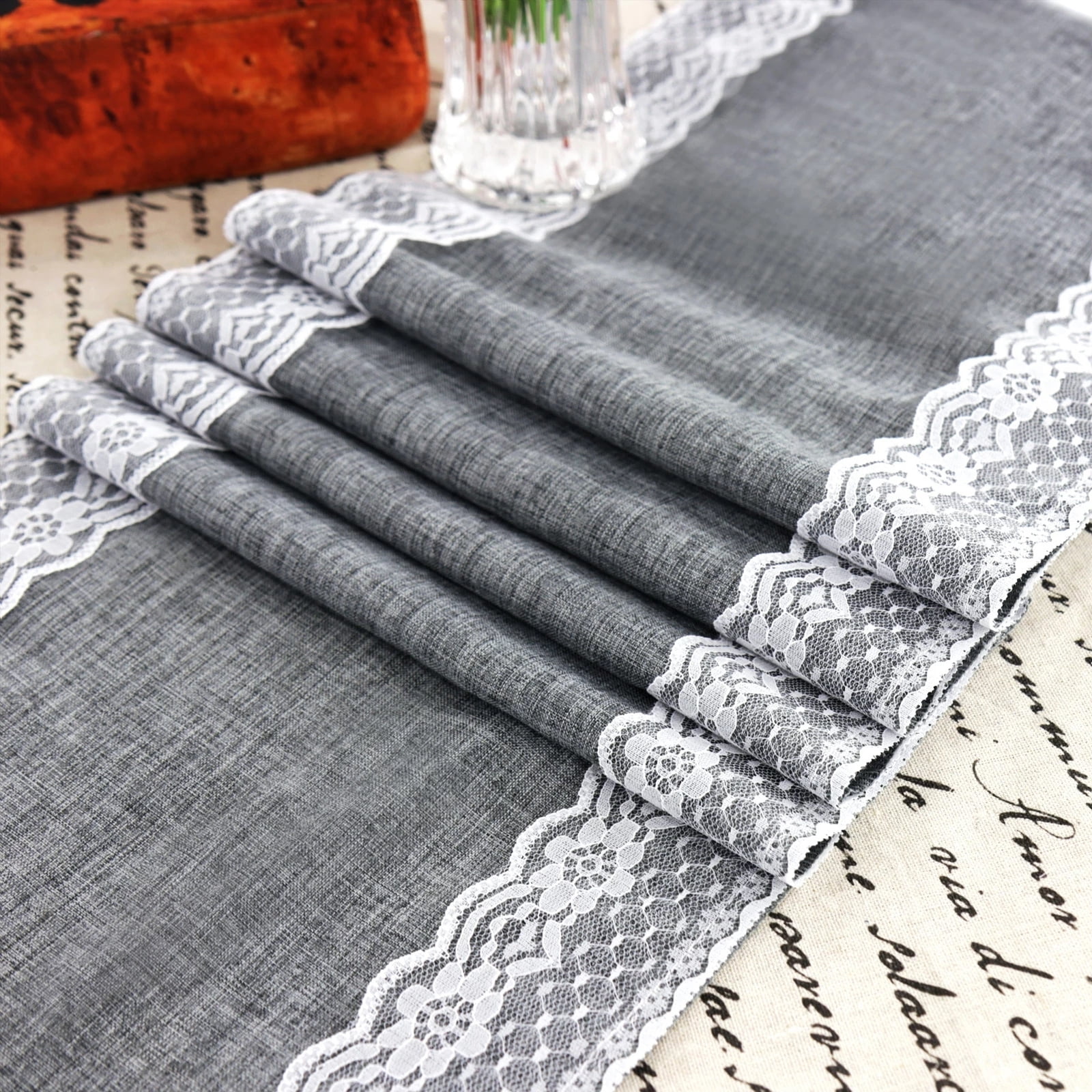 Touiyu Cotton and linen table runner Burlap Imitated Jute Linen Table ...