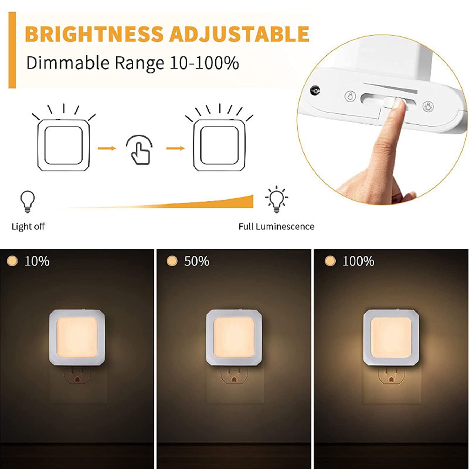 Anvazise LED Night Lamp Plug And Play Dimmable Non-Glaring Super Bright ...