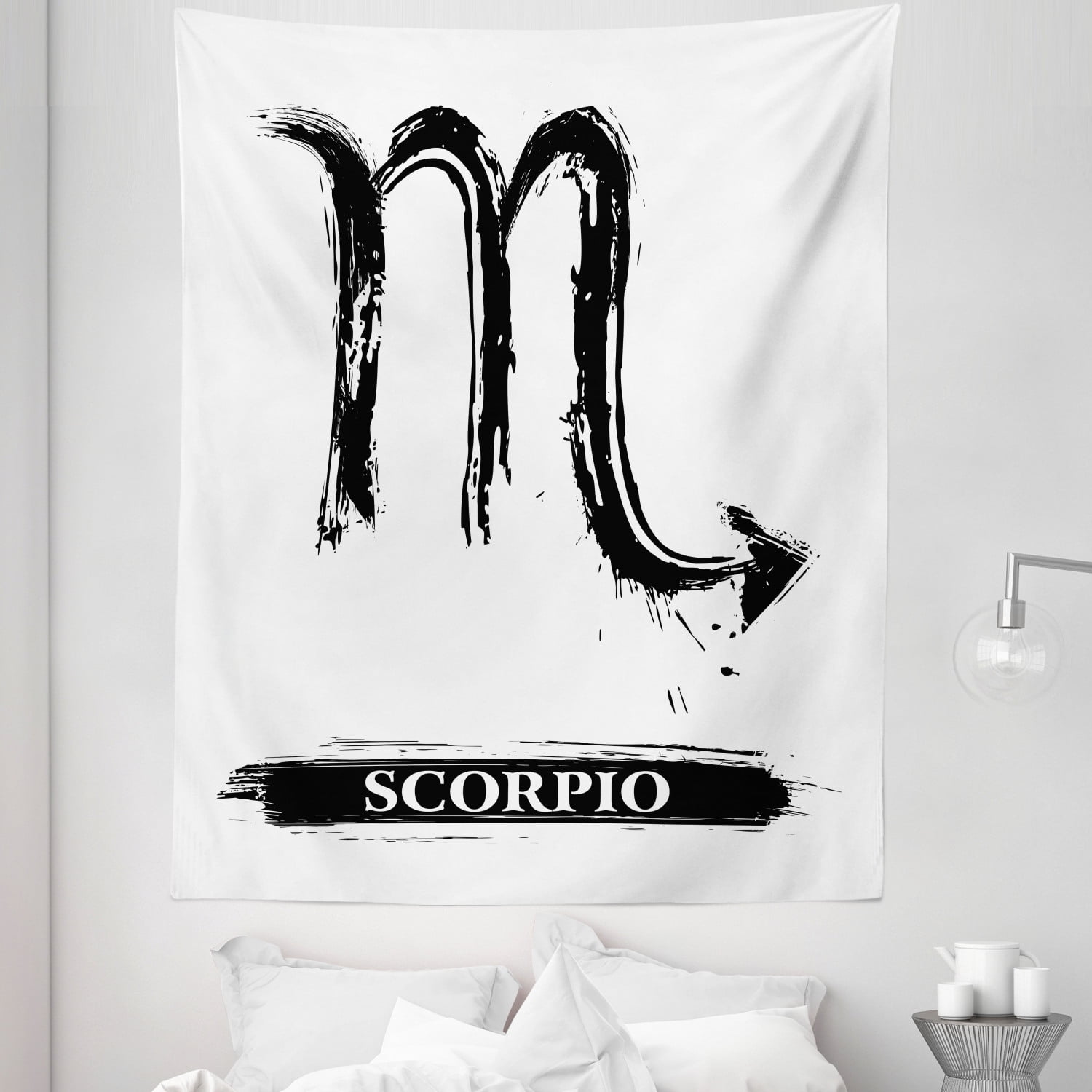 Zodiac Scorpio Tapestry, Brushstroke Sign in Hand Painted Style Birth ...