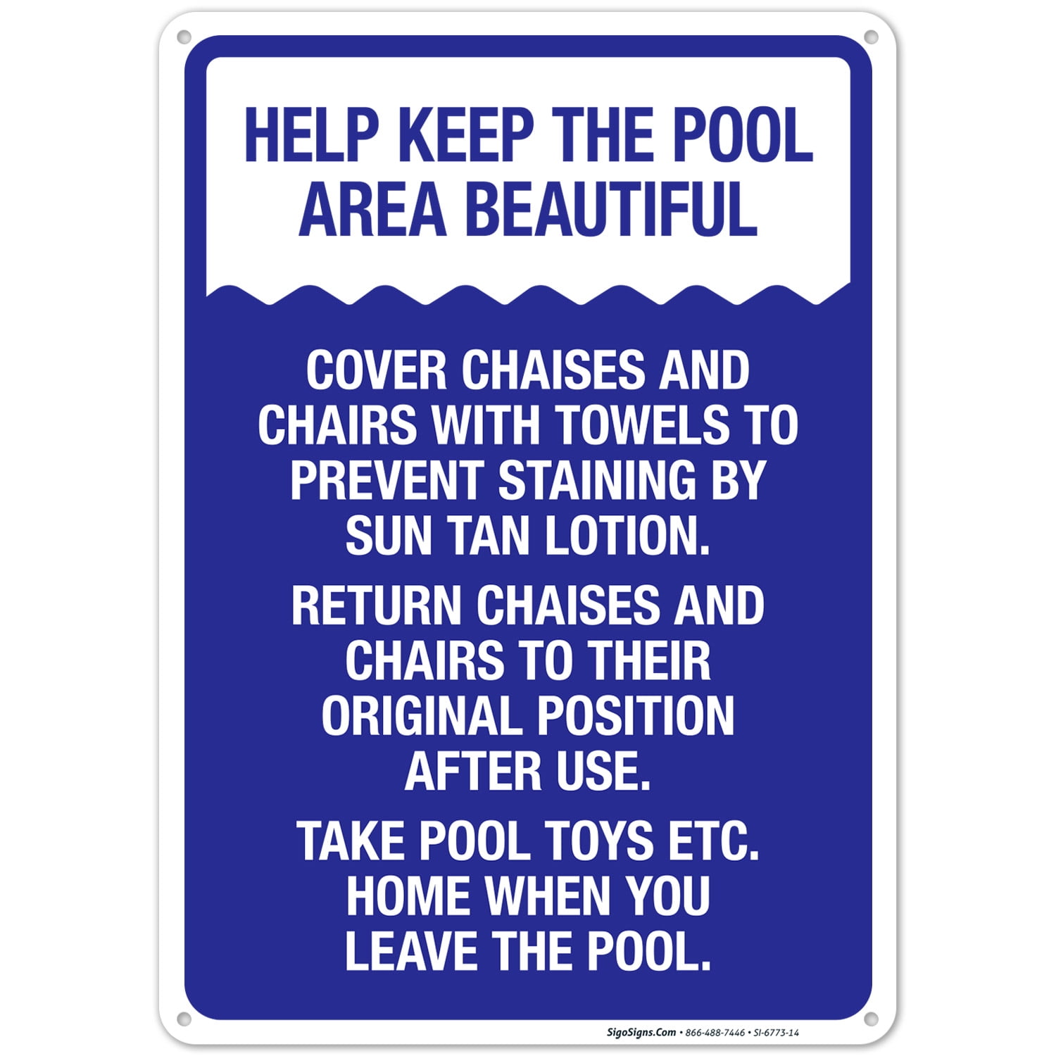 Help Keep The Pool Area Beautiful Sign, Pool Sign, - Walmart.com