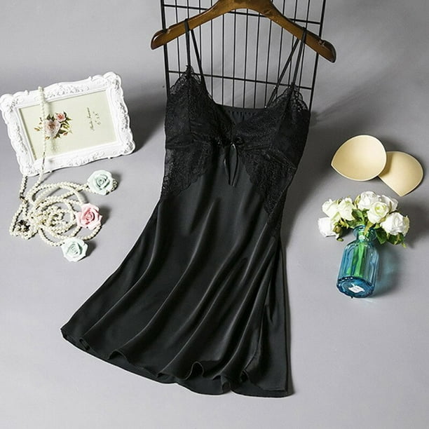 Ladies Sexy Silk Satin Night Dress Sleeveless Nighties V Neck Nightgown