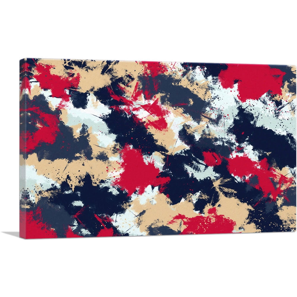 ARTCANVAS Cherry Tan Dark Blue Camouflage Pattern Rectangle Canvas Art ...