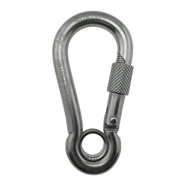 Stainless Steel 316 Spring Hook with Screw Nut and Eyelet Carabiner 3/8 ...