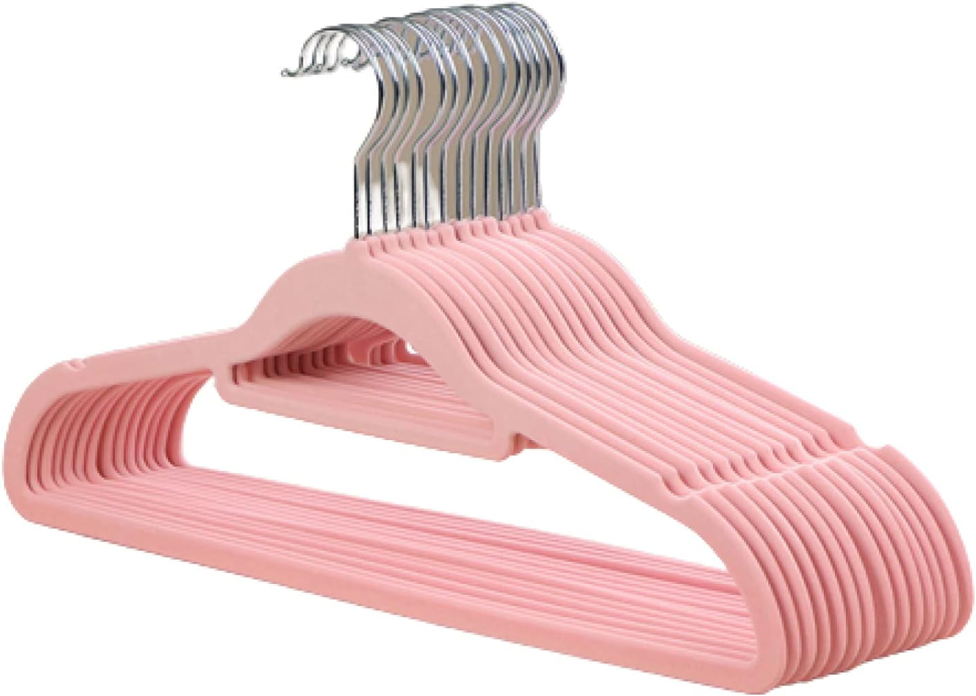 10-Pack Pink Velvet Hangers - Non-Slip Felt Hangers for Space Saving ...