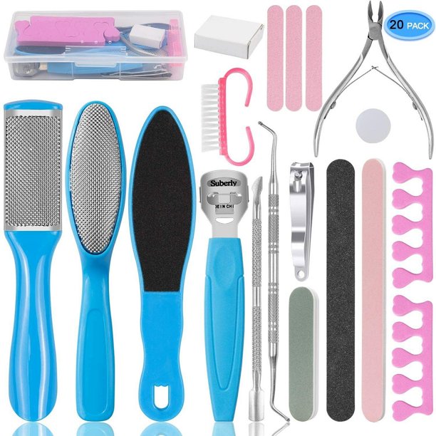 20 PCS CALLUS Remover Pedicure Tool Set Kit Foot File Scraper Brush ...