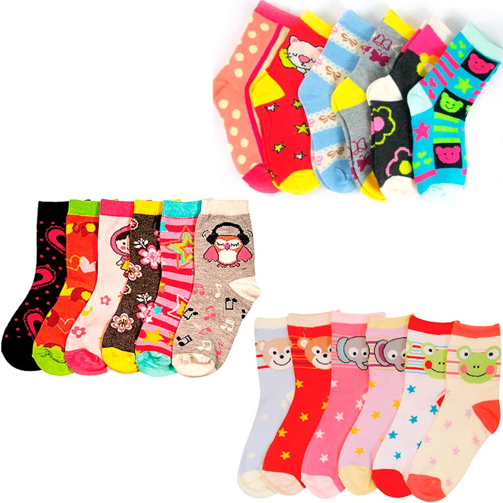 AllTopBargains - 6 Pair Girls Socks Size 6-8 Crew Low Cut Quarter Kids ...