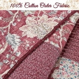 Cozy Line Home Fashions Queen Quilt Set, Red Floral Patchwork ...