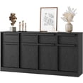 62.4" Black Sideboard Buffet Cabinet – Drawers & Doors, Modern Wood ...