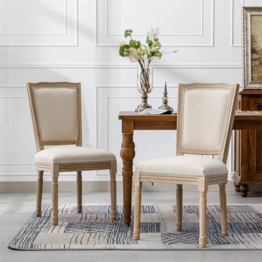 Omax Decor Berlin Solid Wood Upholstered Dining Chairs in Oatmeal (Set ...