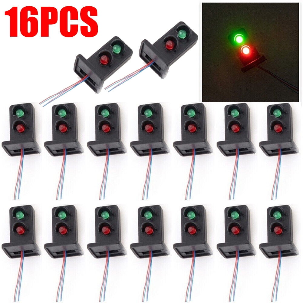 16PCS Model Train Signals 2 Lights OO HO Scale Railroad LED Signal Lamp ...
