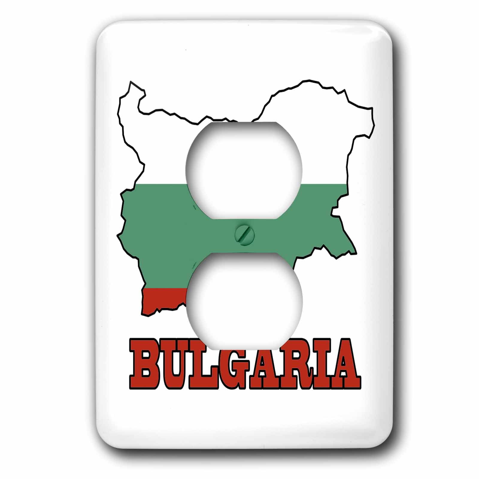 The flag of Bulgaria in the outline map of the country and name ...