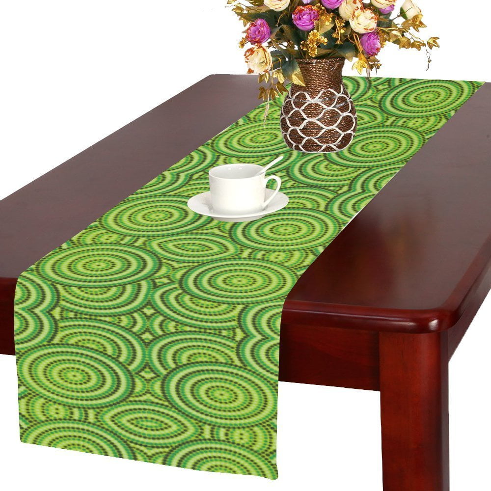 MYPOP Abstract Aboriginal Green Dot Table Runner Placemat 16x72 inches ...
