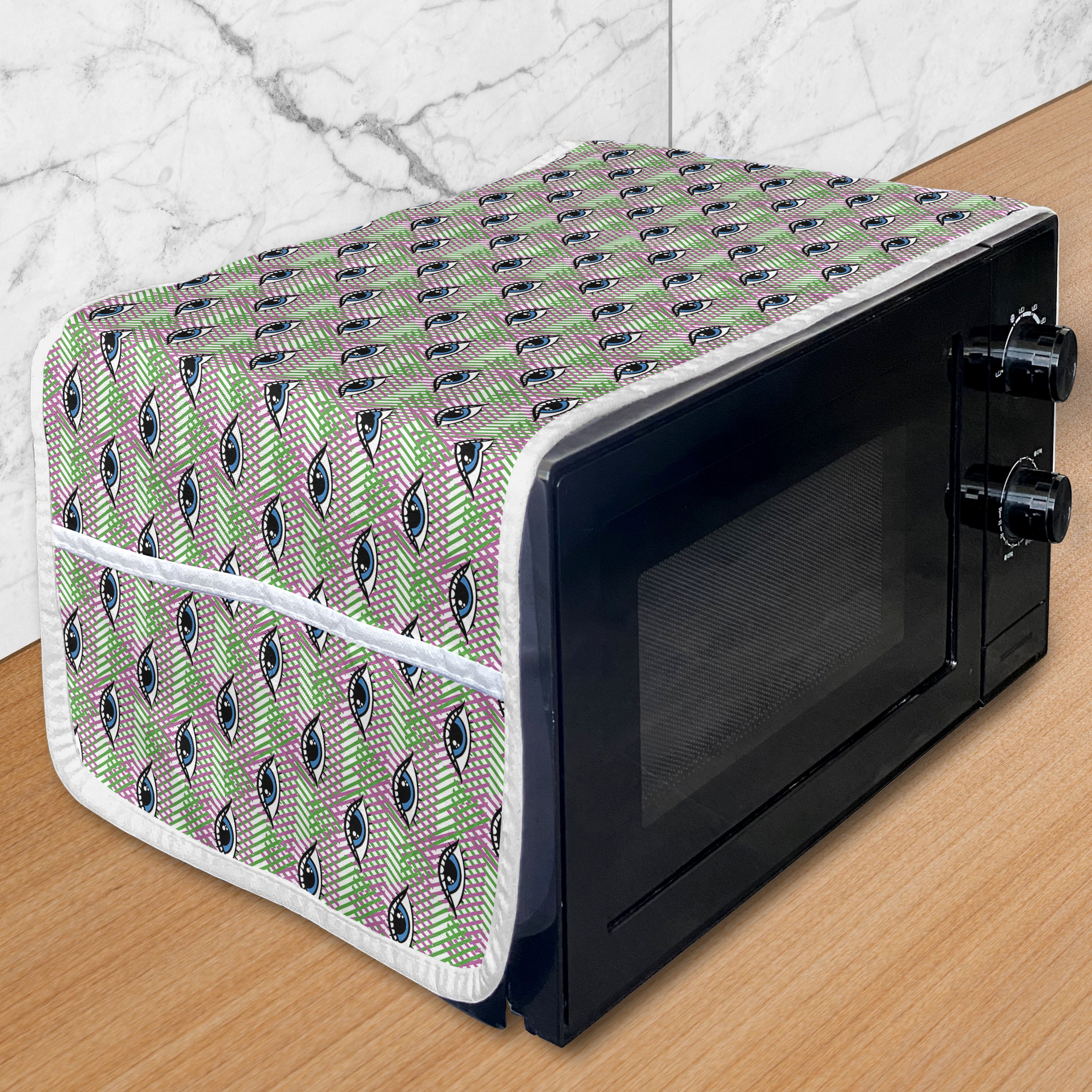 Psychedelic Microwave Oven Cover, Eyes on Geometric Vintage Triangles ...