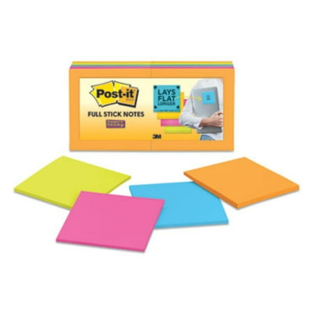 Post-it Super Sticky Full Adhesive Notes, 2x Sticking Power, 3 in x 3 ...