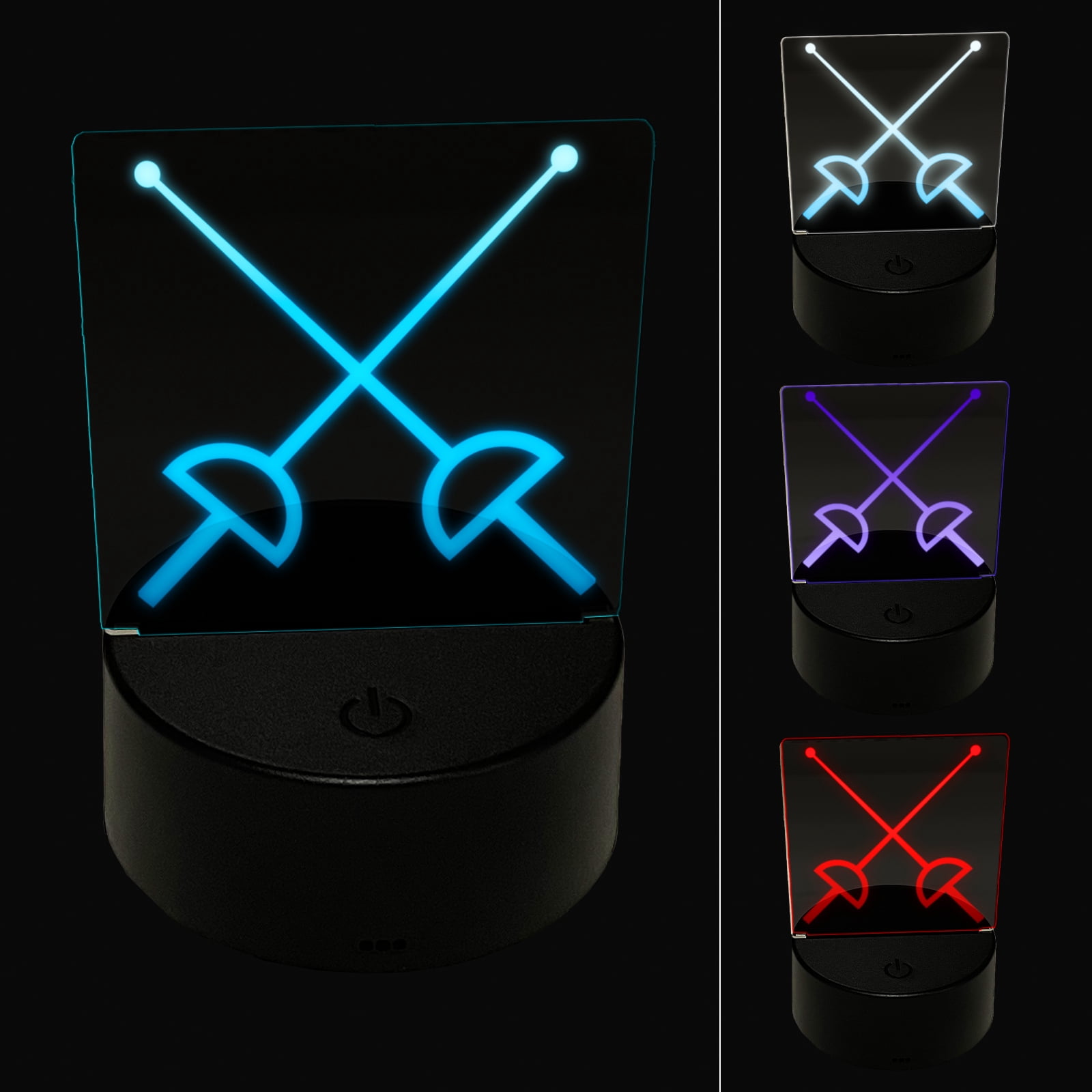 Crossed Fencing Swords Foil LED Night Light Sign 3D Illusion Desk ...