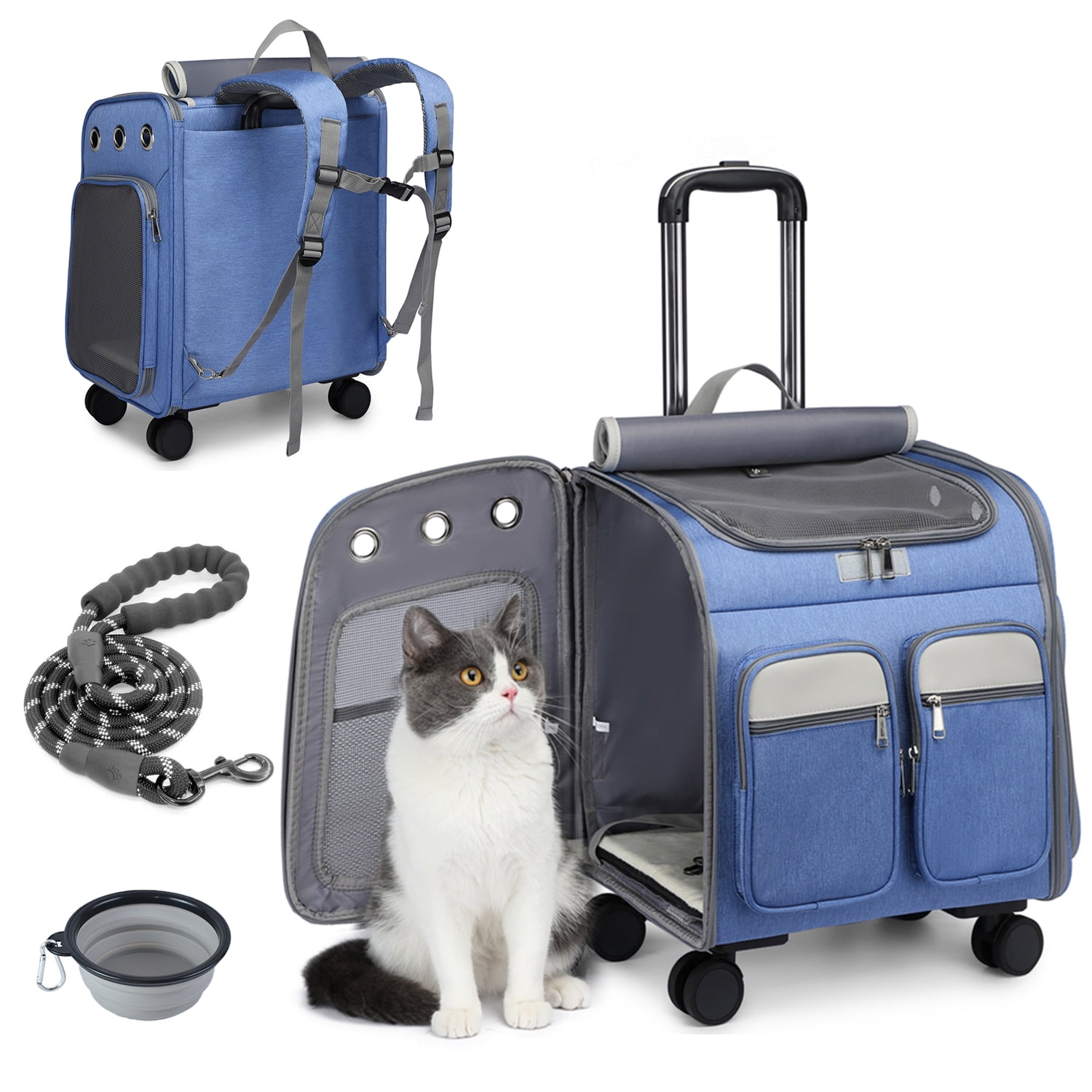 ELEGX Pet Rolling Carrier Backpack with Wheels for up to 25 Lbs,Pet ...