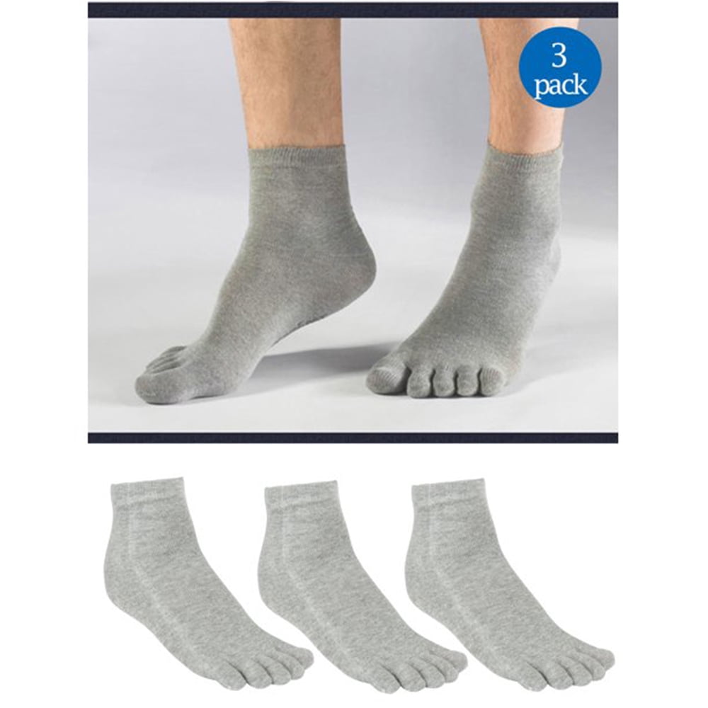 3 Pairs Comfy Five Finger Toe Socks, Cotton Solid Casual Sport Socks ...