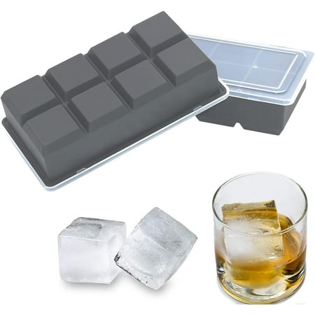 Large Ice Cube Tray with Lid 2 Piece, Silicone Ice Tray, Easy Loose ...