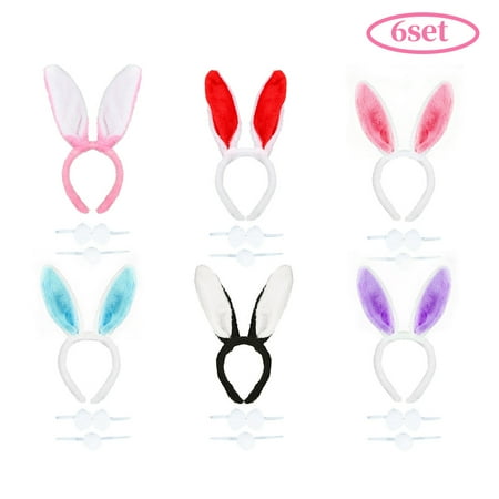 6 Set Bunny Ears Headband Easter Cosplay Rabbit Hair Bands Plush with ...