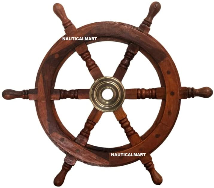 Nautical Ship Wheel - Pirate Wooden Ship's Wheel - Nautical beach ...