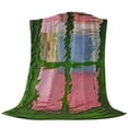 Abstract Green Pink Blue Fleece Throw Blanket Modern Blurry Garden View ...