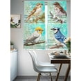 Blue Yellow Bird on Vintage Letter Chiffon Sheer Curtains 72 Inches ...