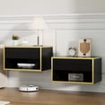 Catrimown Set of 2 Black & Gold Floating Nightstands, Wall Mounted ...