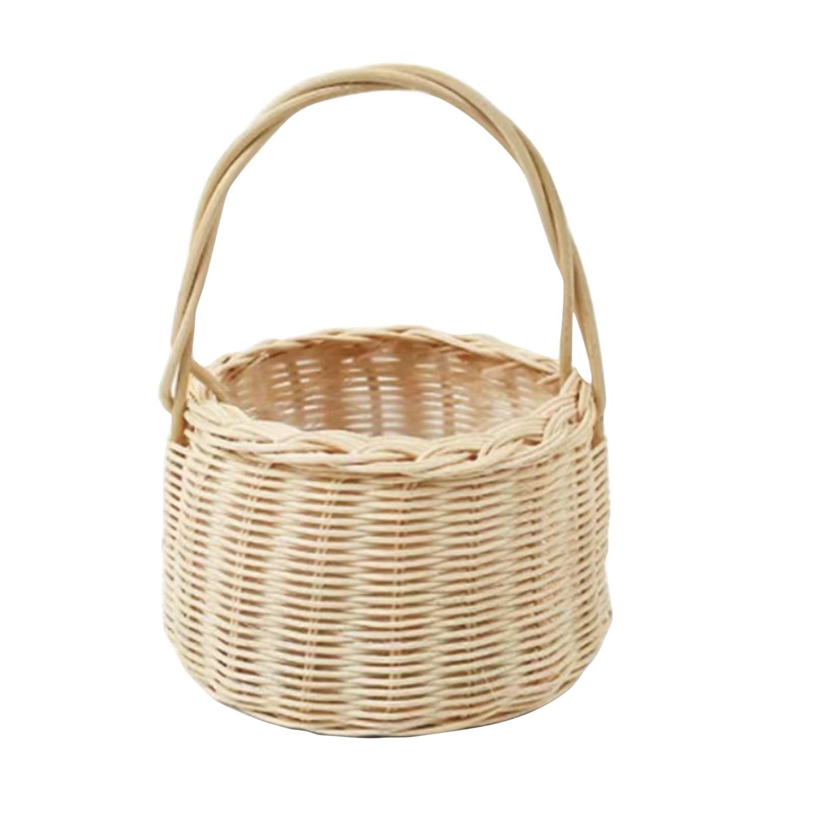 huntermoon Rattan Small Flower Basket Retro Art Square Carrying Basket ...
