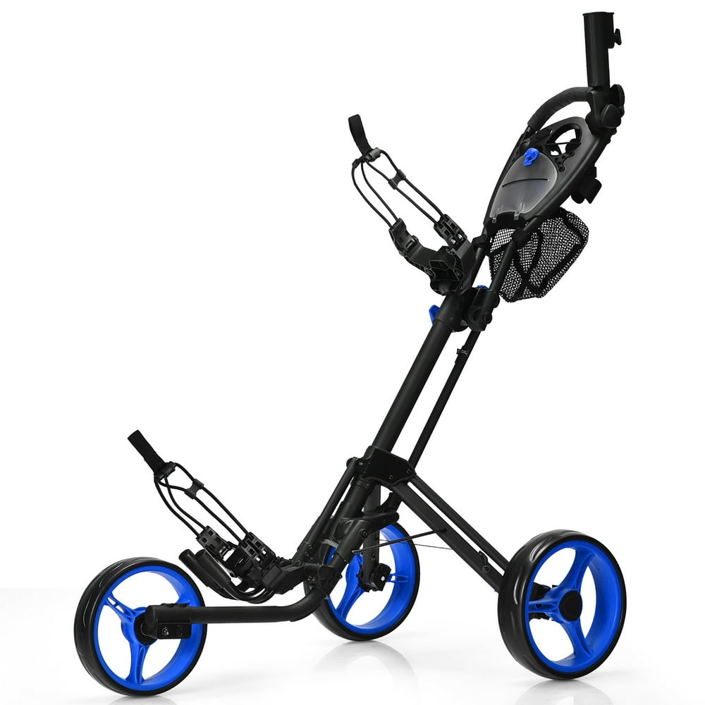 Goplus Folding 3 Wheels Golf Push Cart W/Brake Scoreboard Adjustable ...