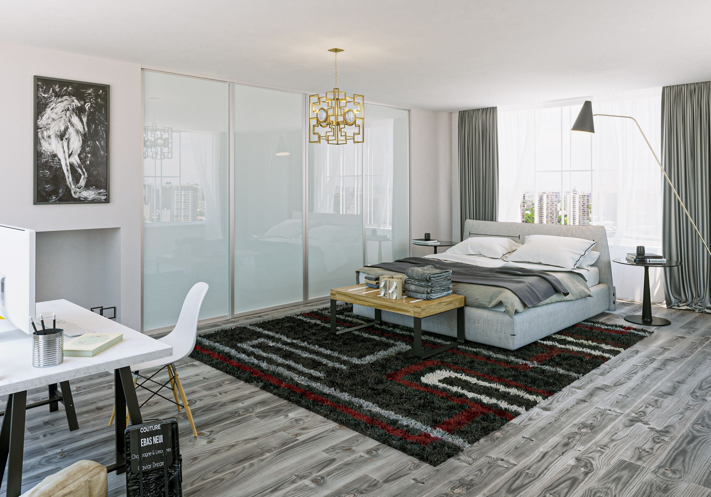 Milky Sliding Glass Closet Doors 4 Panels By Doors22 - Walmart.com