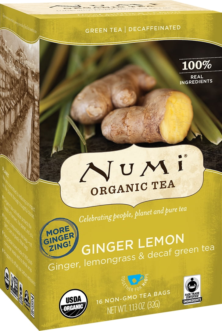 Numi Decaf Organic Ginger Lemon Green Tea Bags, 16 Count - Walmart.com