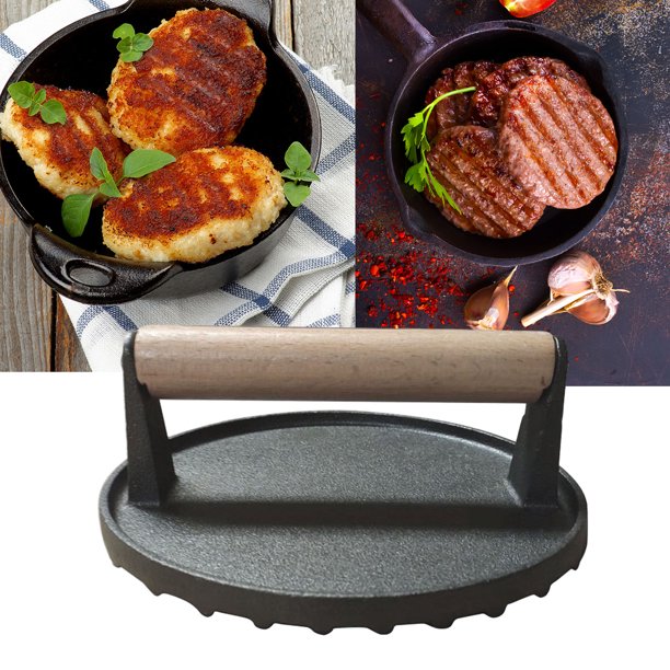 Lubelski Cast Iron Beef Press Board Perfect for Burgers Steaks ...